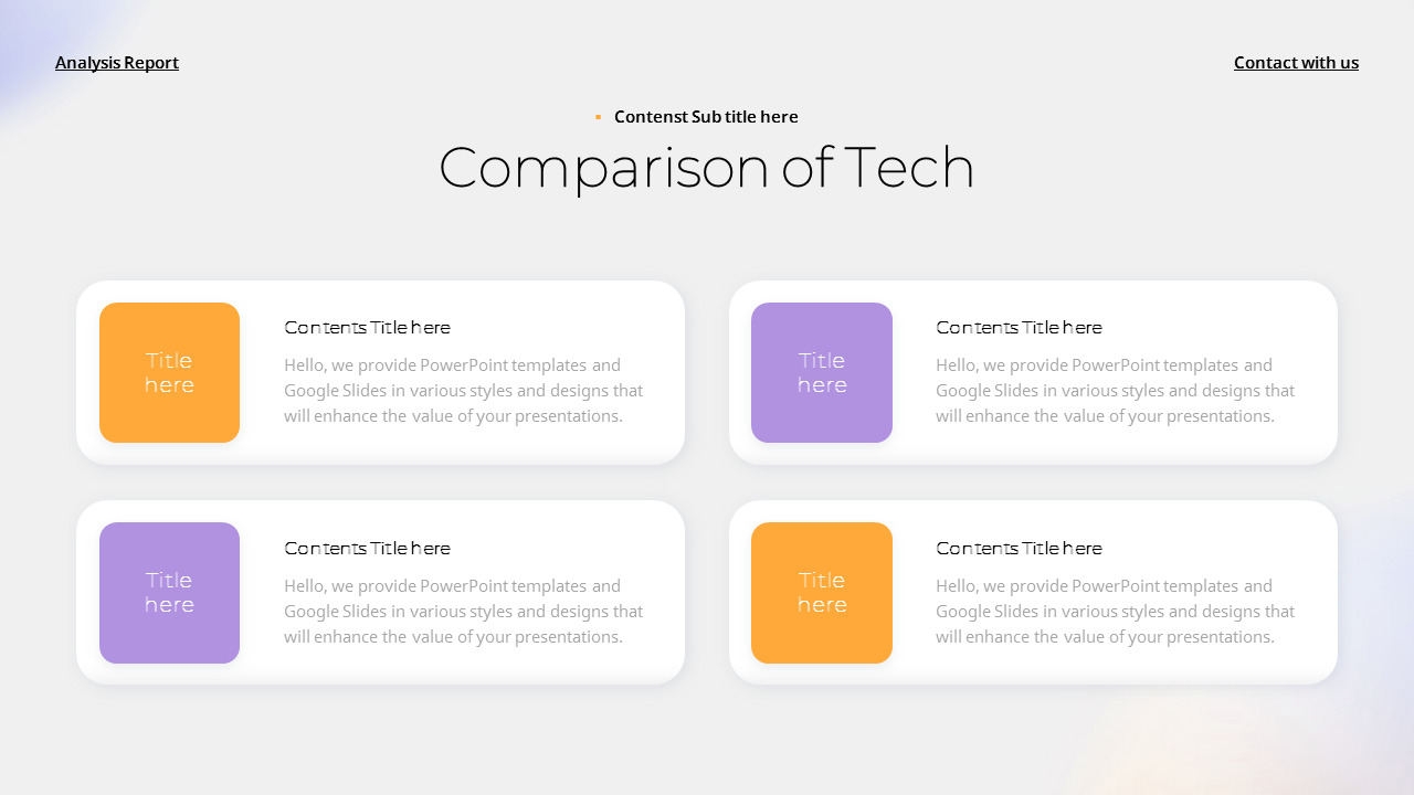 Competitor Comparative Analysis Report design ppt