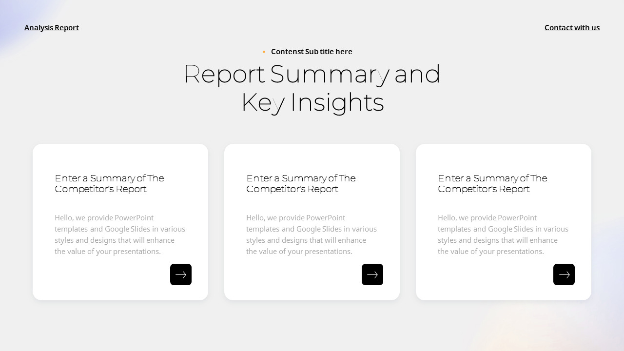 Competitor Comparative Analysis Report design ppt