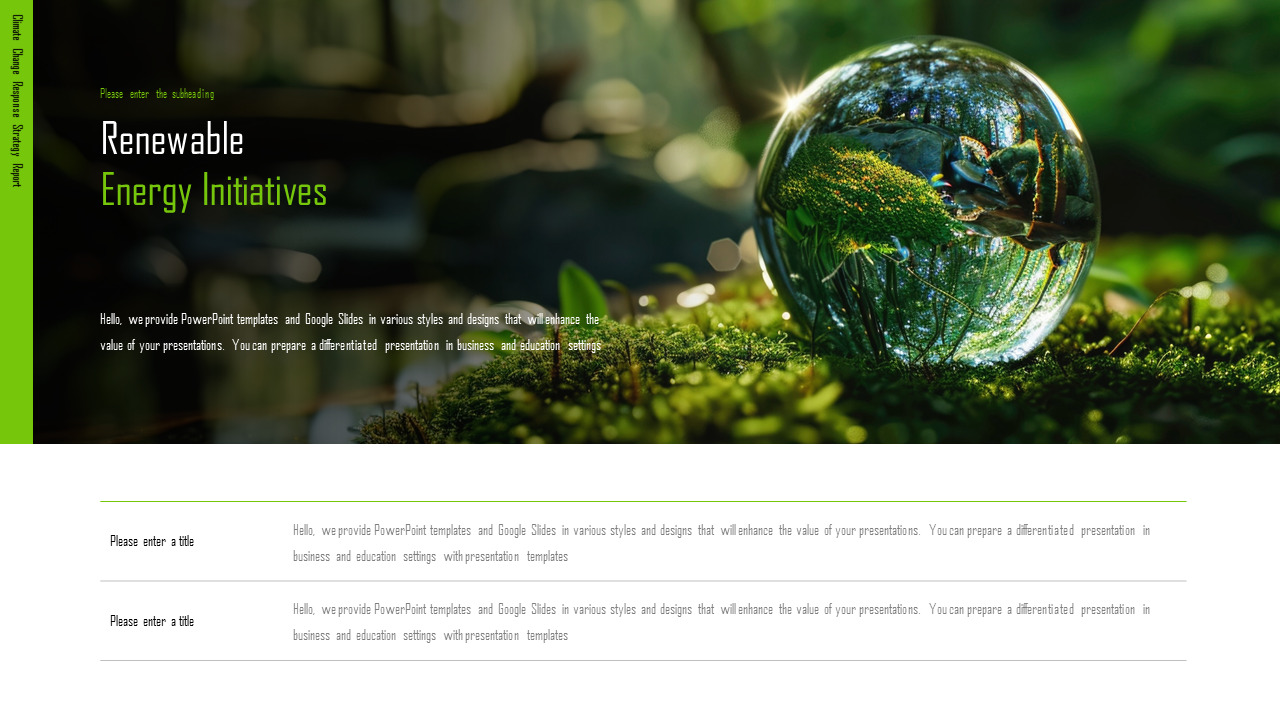 气候变化应对战略 简单的幻灯片模板