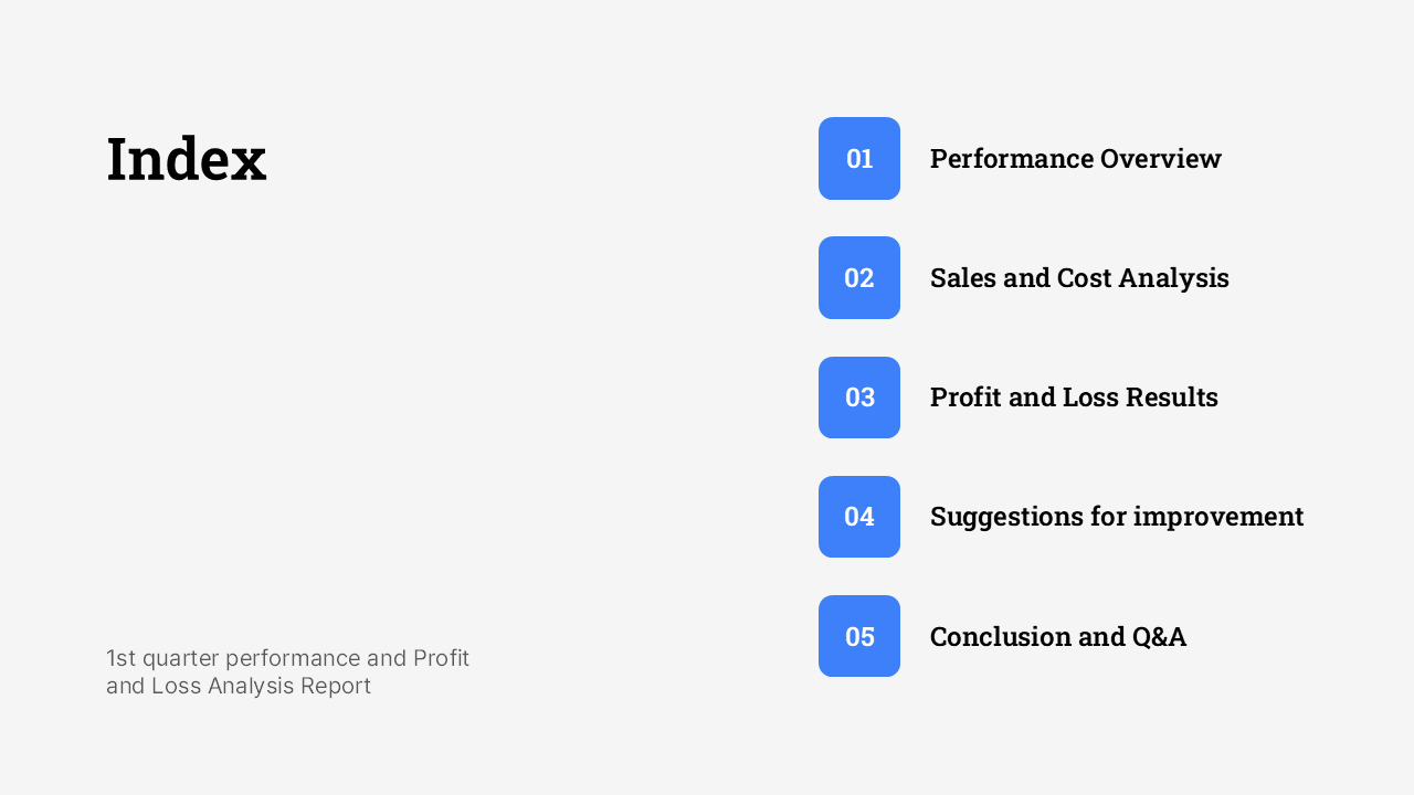 1st Quarter Performance Analysis Report Google Slides Template Design