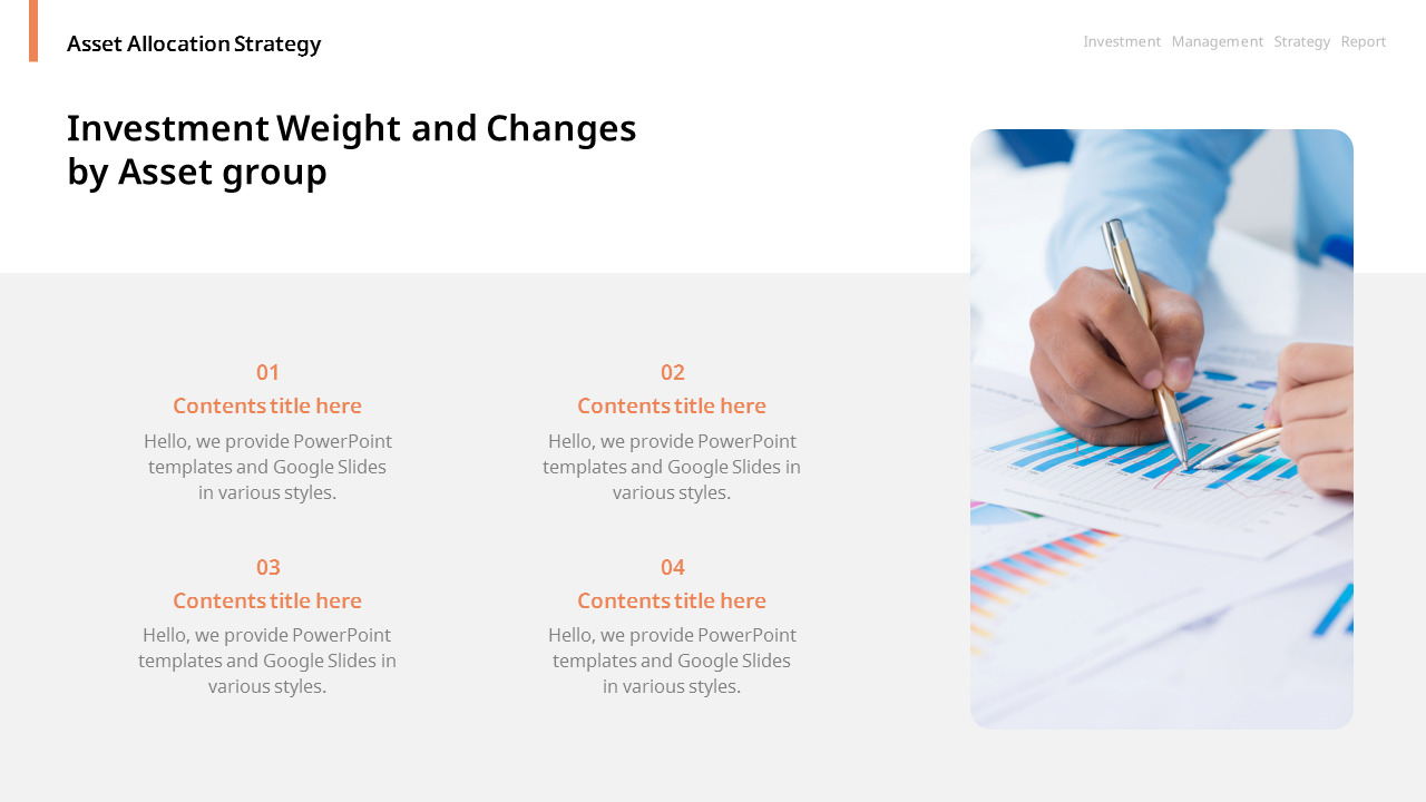 Investment Management Strategy Report Google Slides for mac
