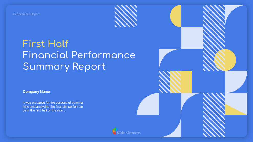 First Half Financial Performance developing powerpoint