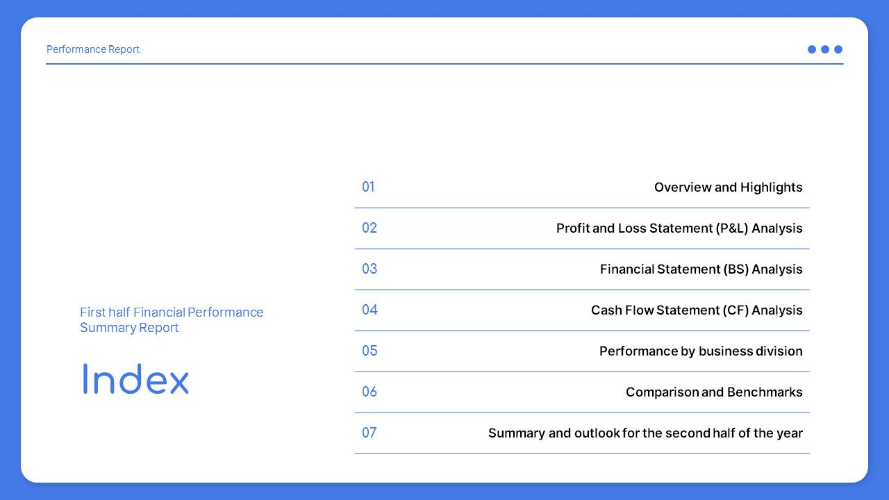 First Half Financial Performance developing powerpoint