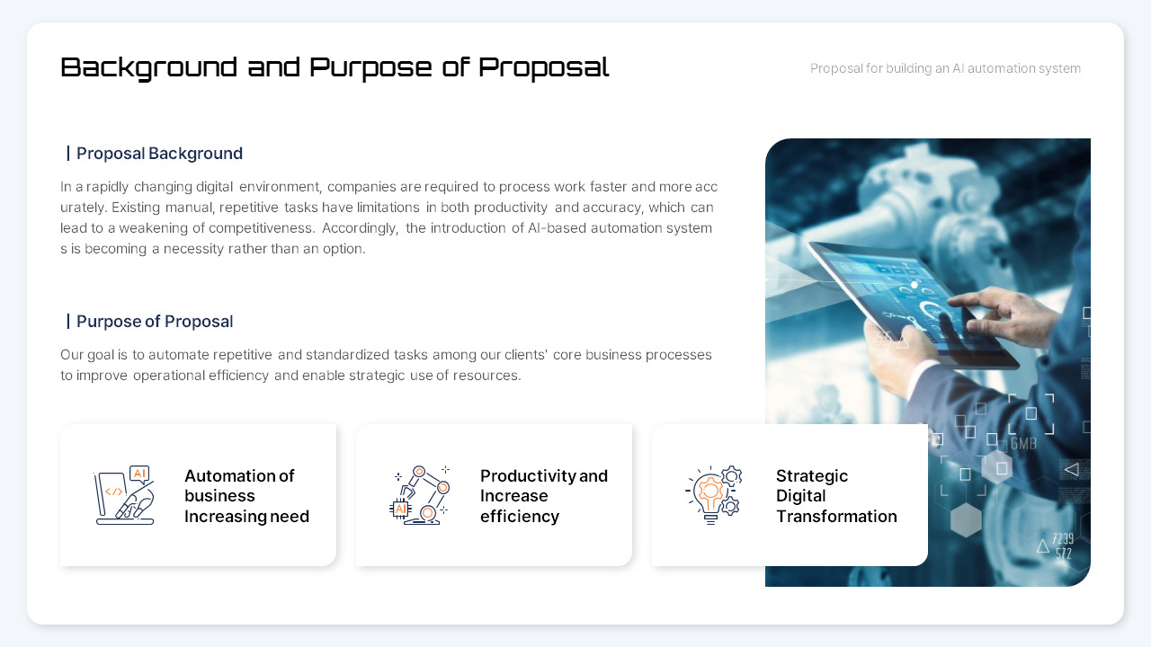 AI Automation System Implementation Proposal investment template