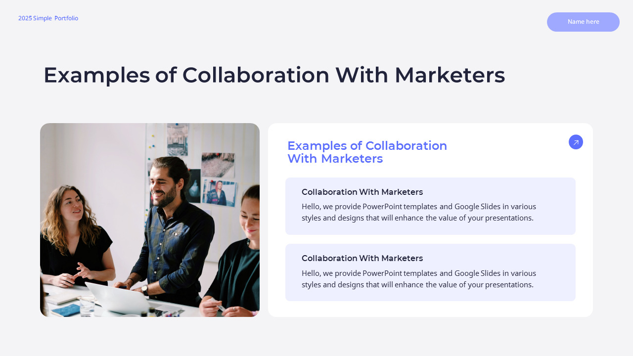 Simple Portfolio Design for Professionals minimalist powerpoint template
