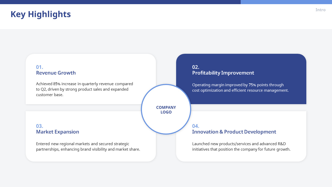 Q3 2026 Business Results PowerPoint Template – Clean Blue Quarterly ...