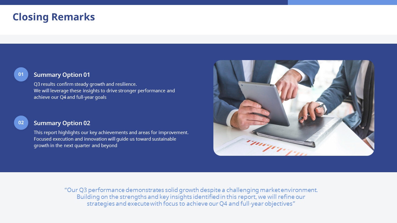 Q3 2026 Business Results PowerPoint Template – Clean Blue Quarterly ...