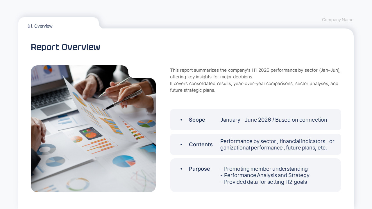 2026 H1 Business Performance Report Simple Slides Design