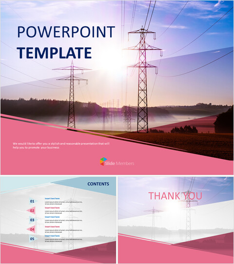 A Transmission Tower With Sunset - Free Powerpoint Template