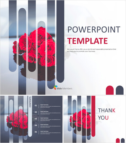 Free Google Slides Template Design - A Red Bouquet of Roses